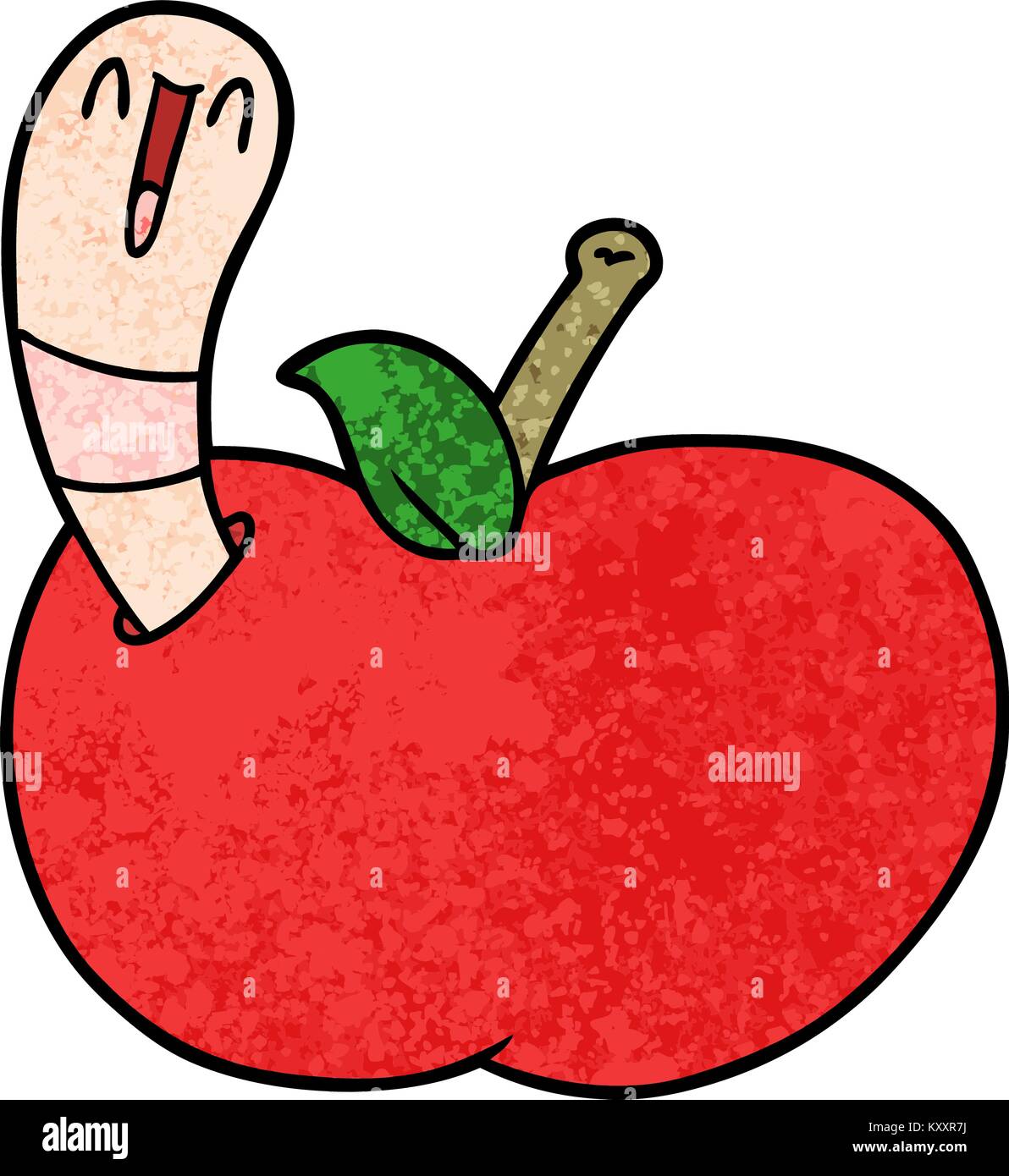 Cartoon-Wurm im Apfel Stock-Vektorgrafik - Alamy