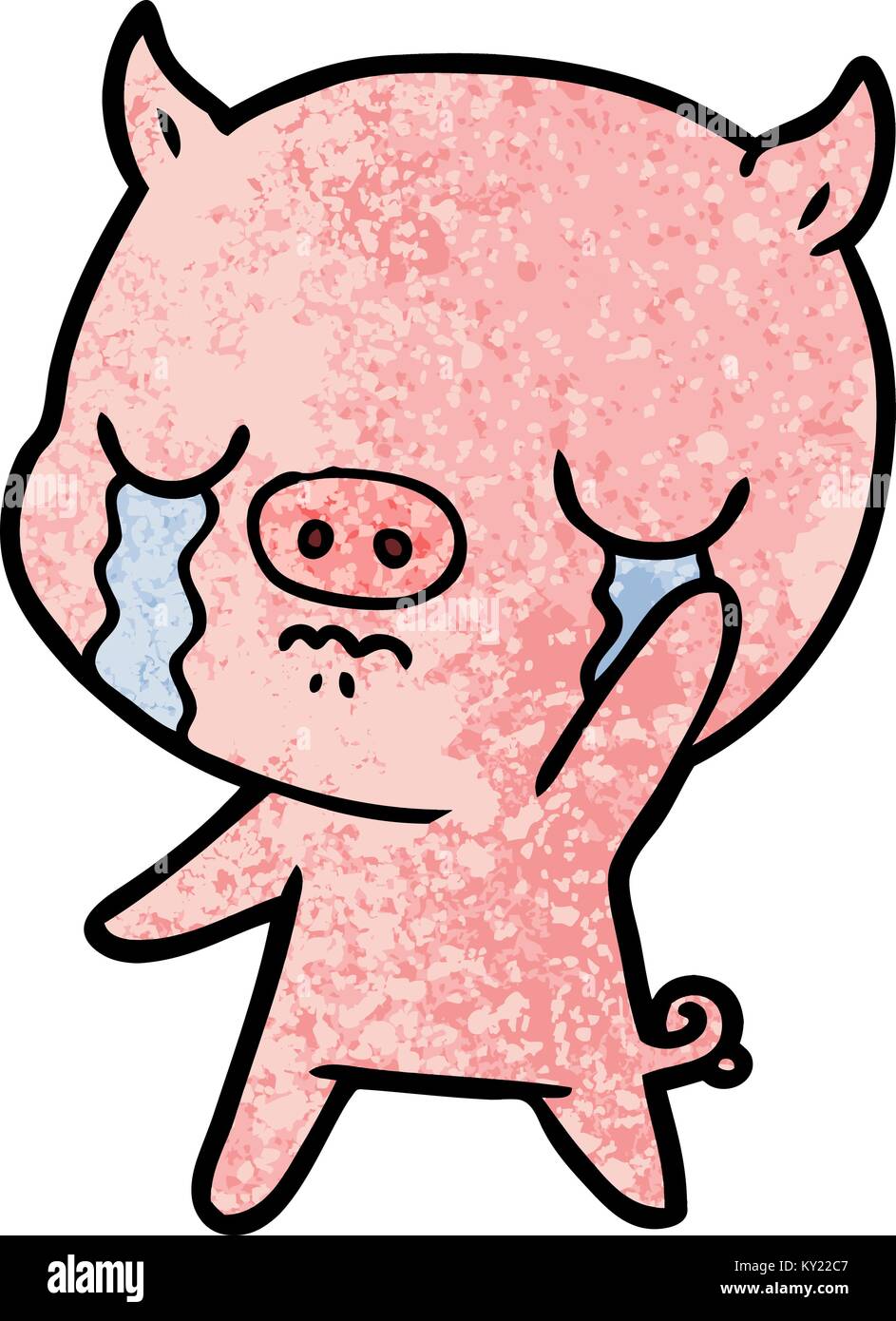 Cartoon Schwein weinen Abschied winkende Stock-Vektorgrafik - Alamy