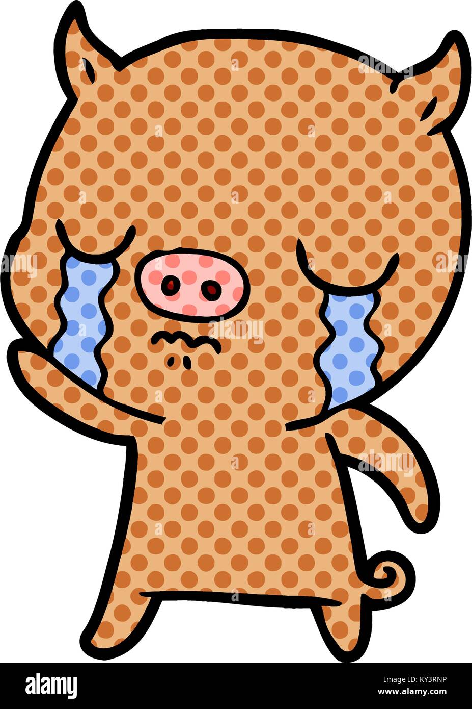 Cartoon Schwein weinen Abschied winkende Stock-Vektorgrafik - Alamy