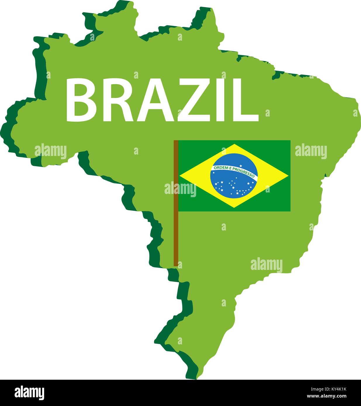 Karte und Flagge von Brasilien Symbol. Auf weissem Hintergrund. Vector ...
