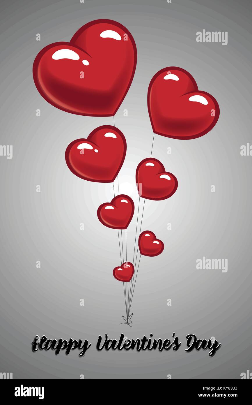 Happy Valentinstag Grusskarten mit Herz Ballons und Text Stock ...
