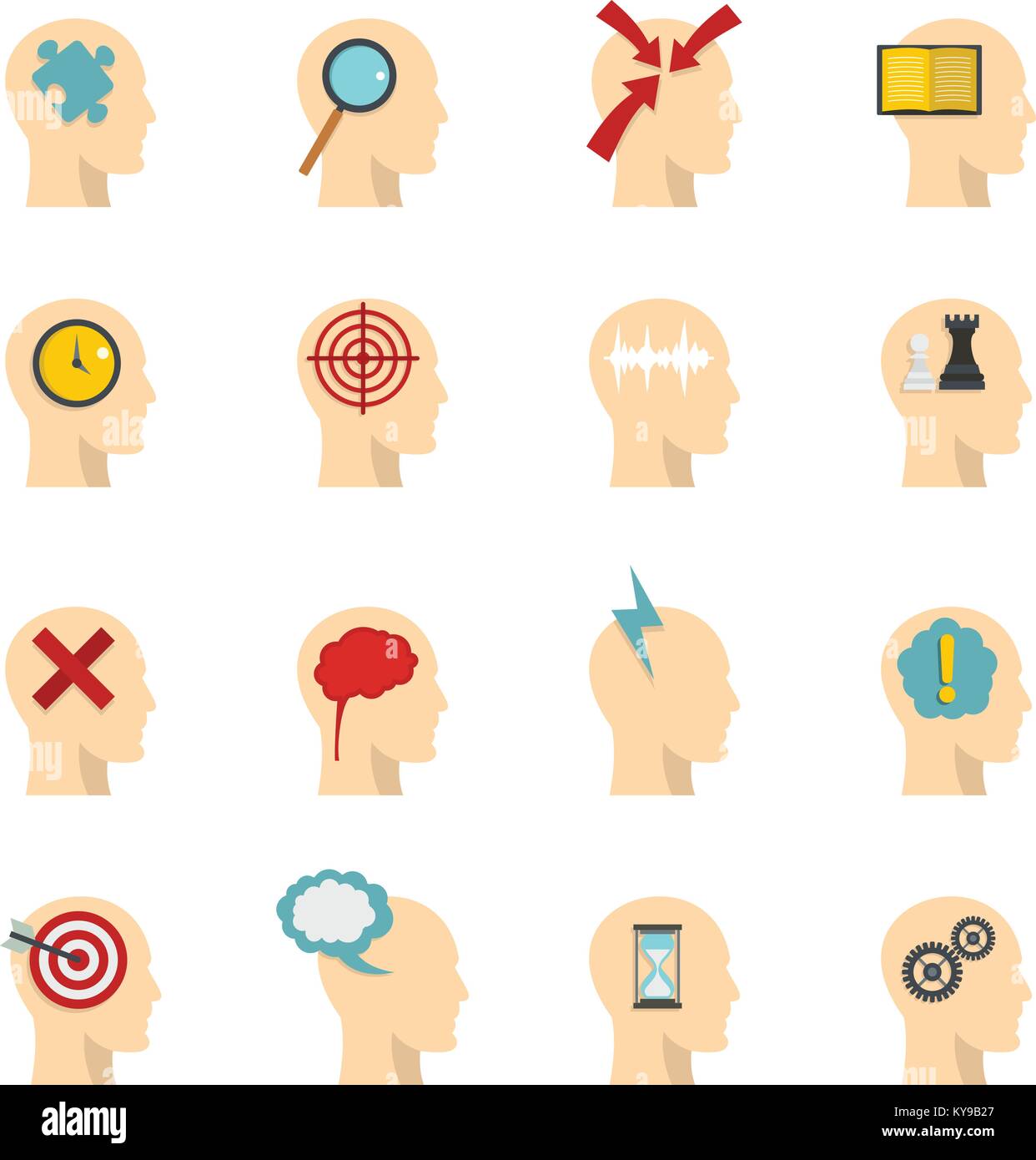 Kopf Logos Symbole im Flat Style set isoliert Vector Illustration Stock ...