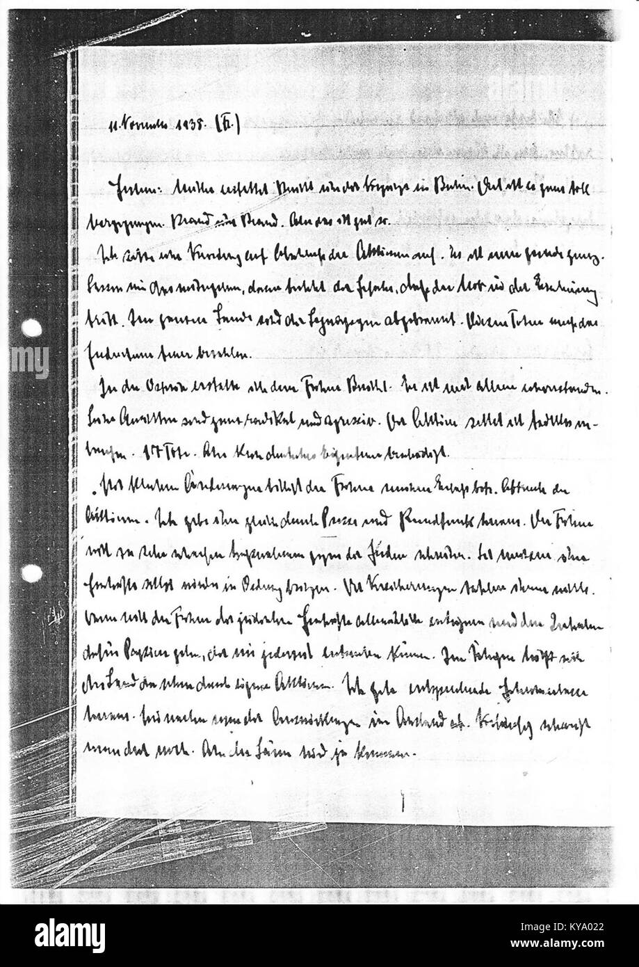 Ein Tagebucheintrag von Joseph Goebbels vom 10. Und 11. November 1938 ...