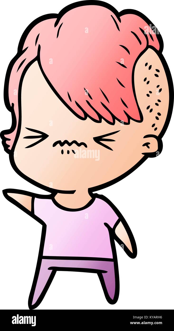 Cartoon genervt Hipster girl Stock-Vektorgrafik - Alamy