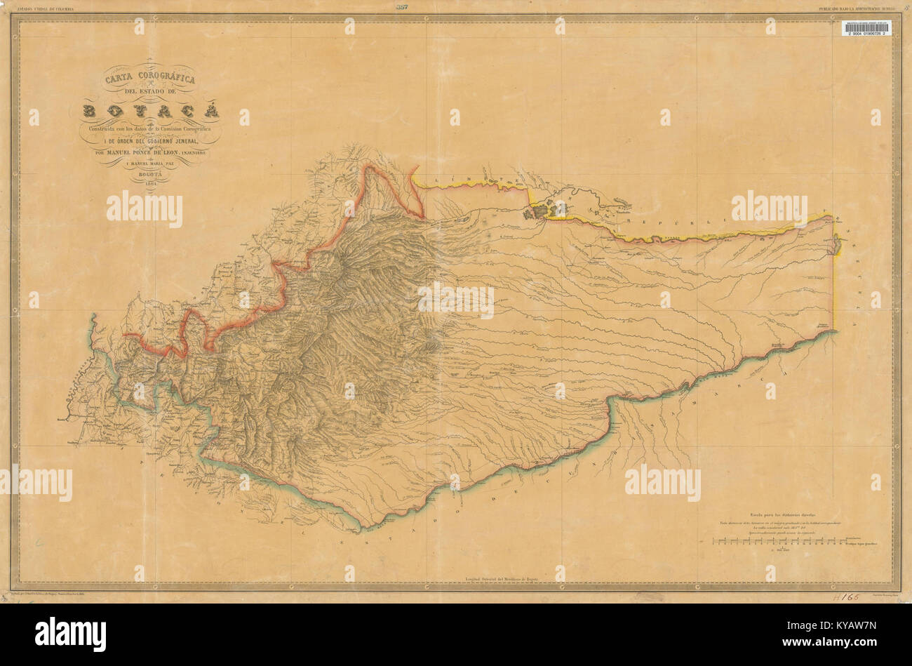 Mapa del Estado de Boyacá (1865 Stockfotografie - Alamy