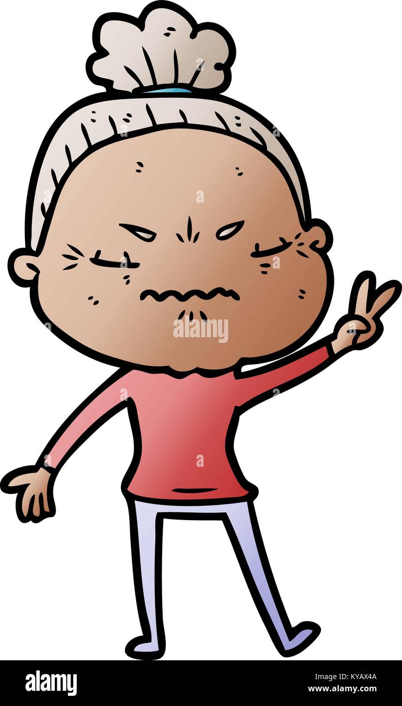 Cartoon genervt alte Dame Stock-Vektorgrafik - Alamy