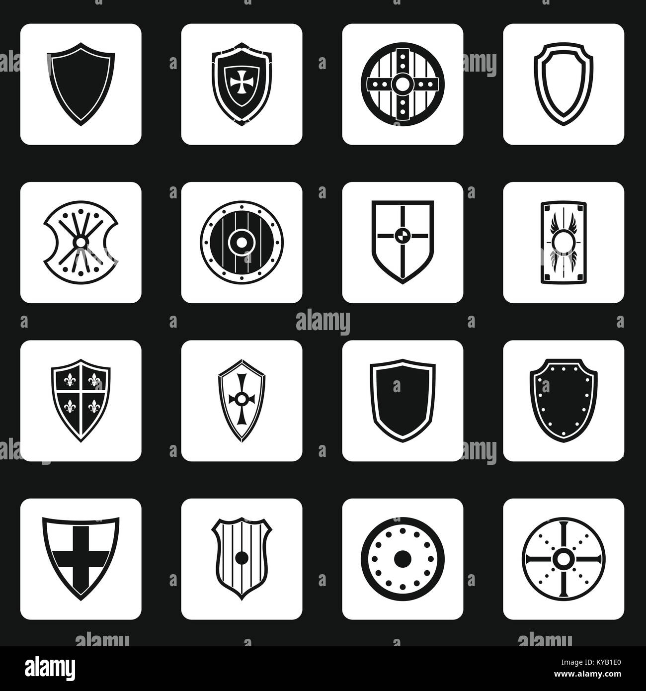 Schild frames Symbole in weißen Quadrate auf schwarzem Hintergrund ...