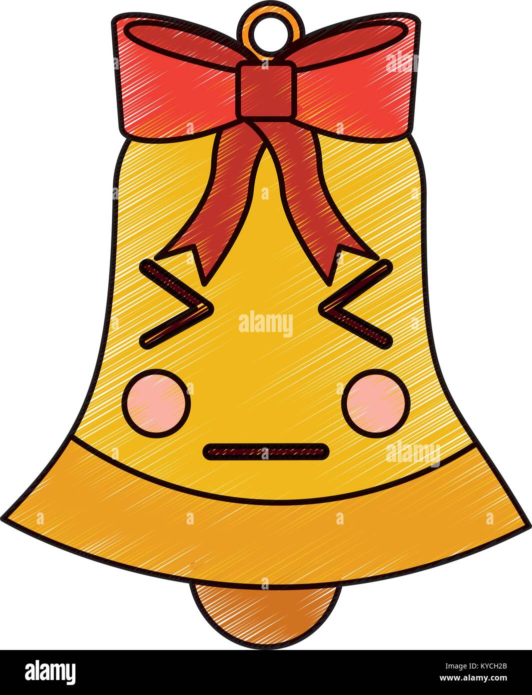 Frohe Weihnachten kawaii Glocken Lächeln cartoon Vector Illustration ...