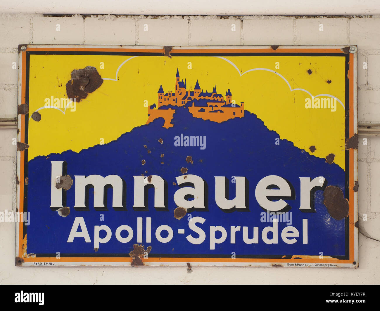 Imnauer Apollo-Sprudel, Emaille Werbung Schild, Fahrzeugmuseum Marxzell ...
