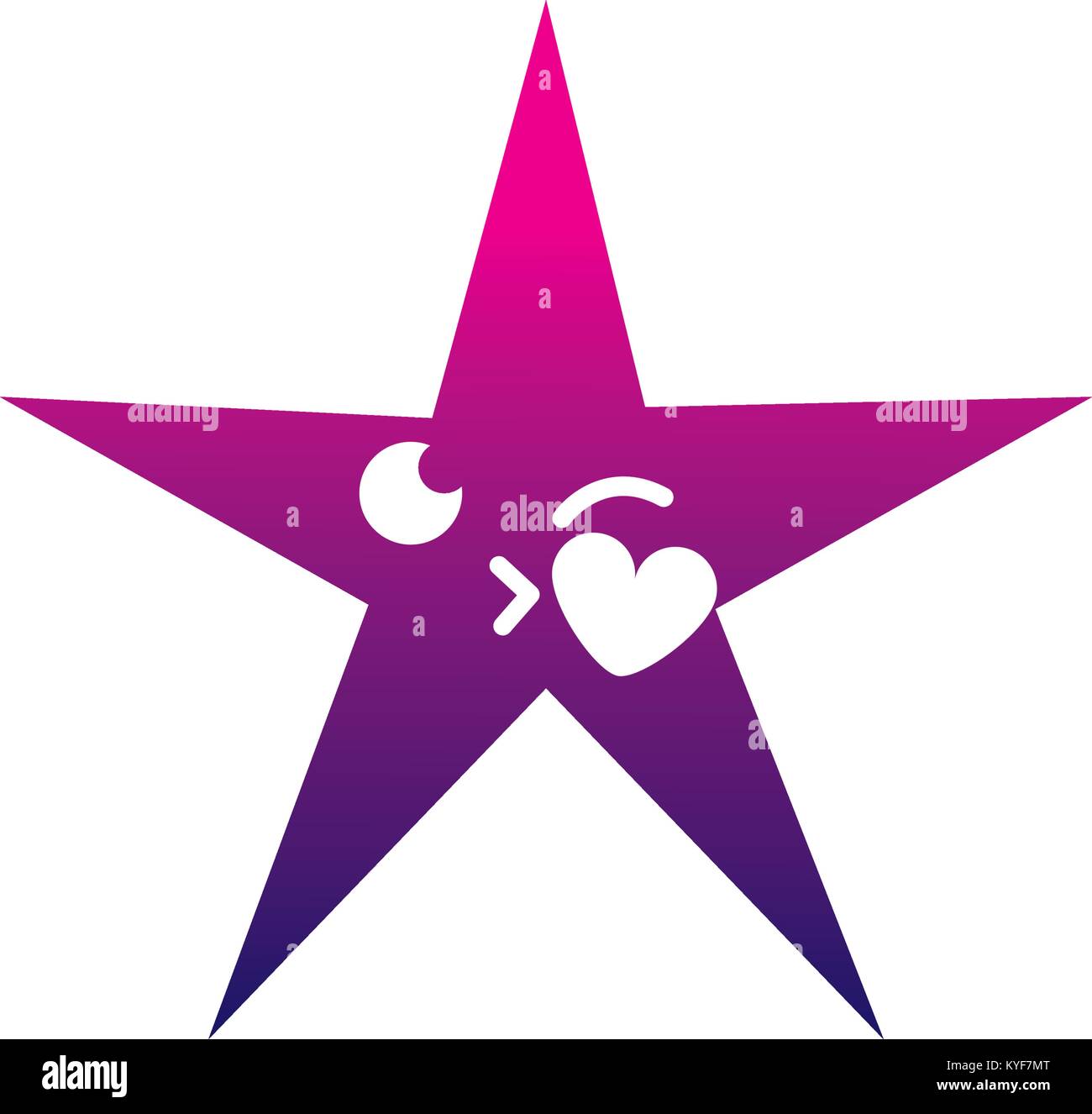 Silhouette glänzenden Stern kiss kawaii Cartoon Stock-Vektorgrafik - Alamy