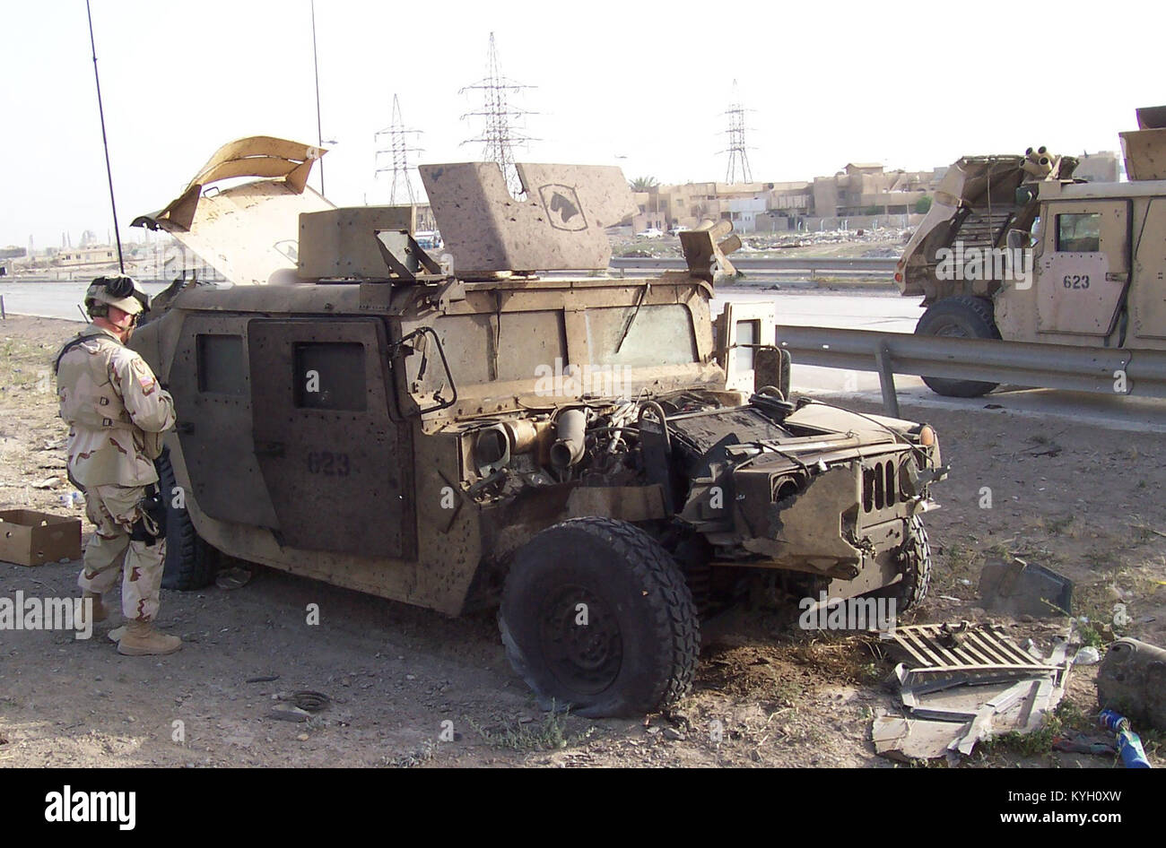 U.S. Army Humvee mit Bombe Schäden durch IED Stockfotografie - Alamy