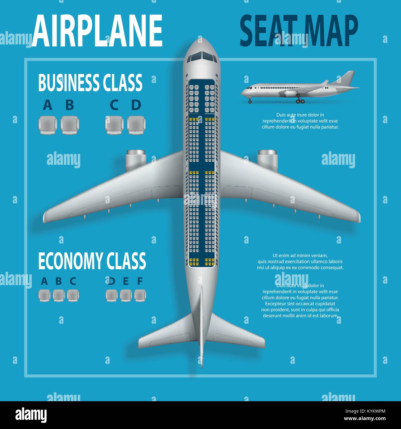 Banner, Poster, Plakat, Flyer mit dem Flugzeug sitze. Wirtschaft ...