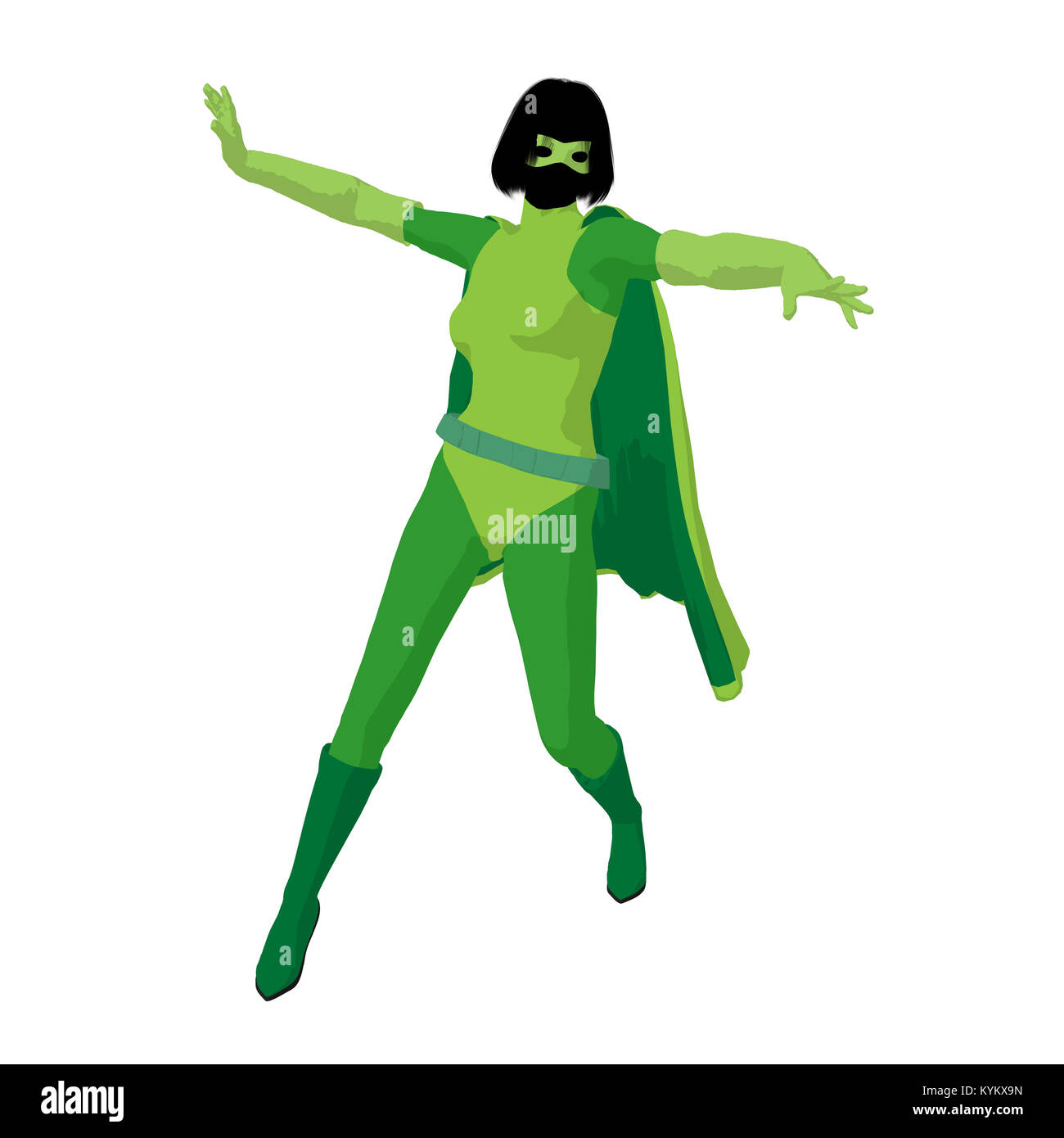 Superheldin Silhouette auf weißem Hintergrund Stockfotografie - Alamy