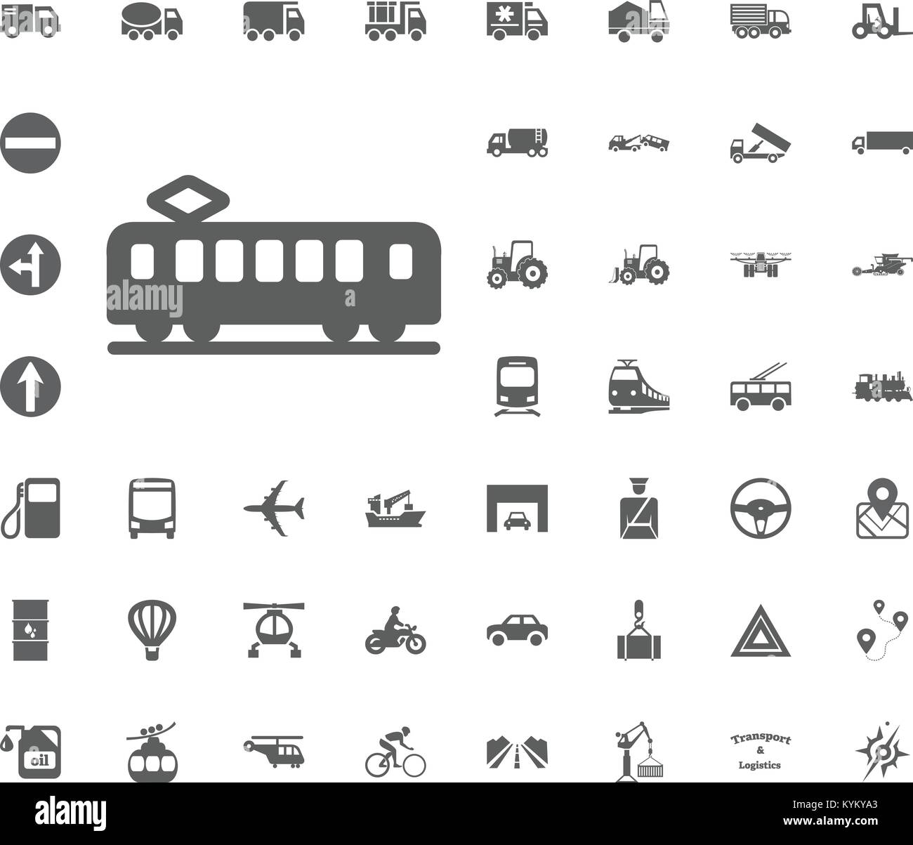 Straßenbahn-Symbol. Transport und Logistik Symbole. Transport set ...