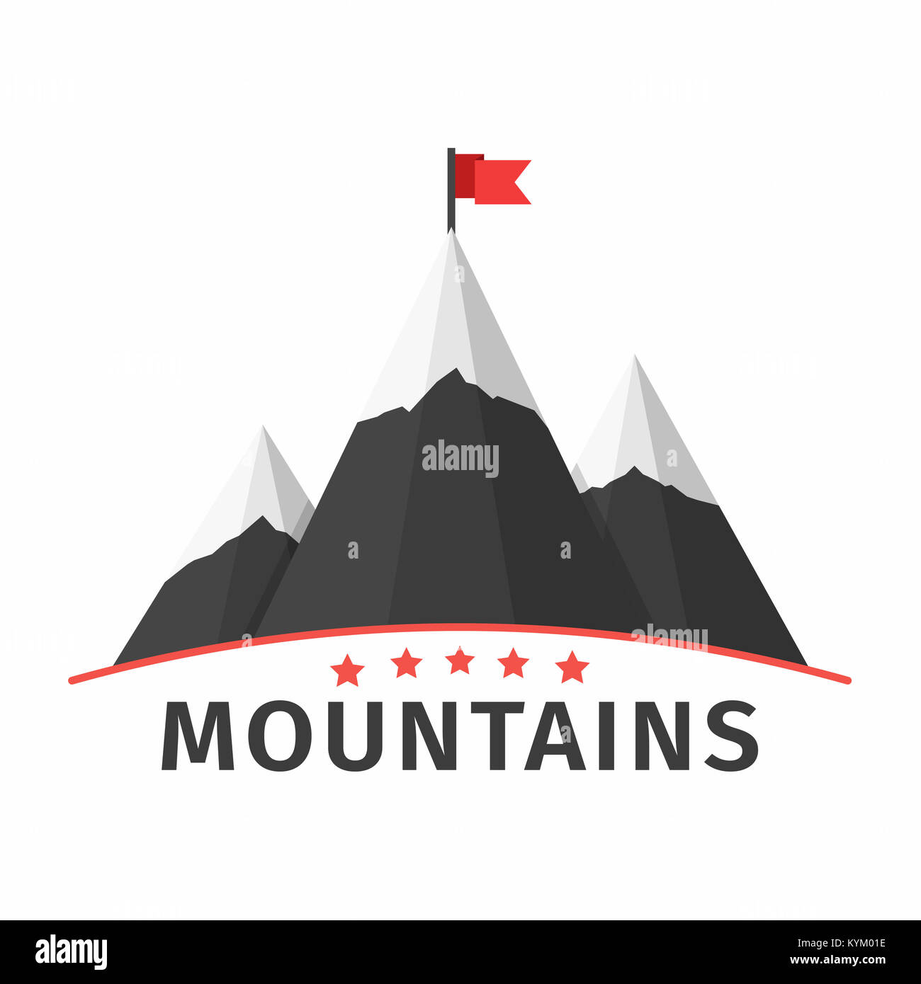 Berge mit Flag Emblem oder Logo, Erfolg oder Mission Konzept, Vector ...