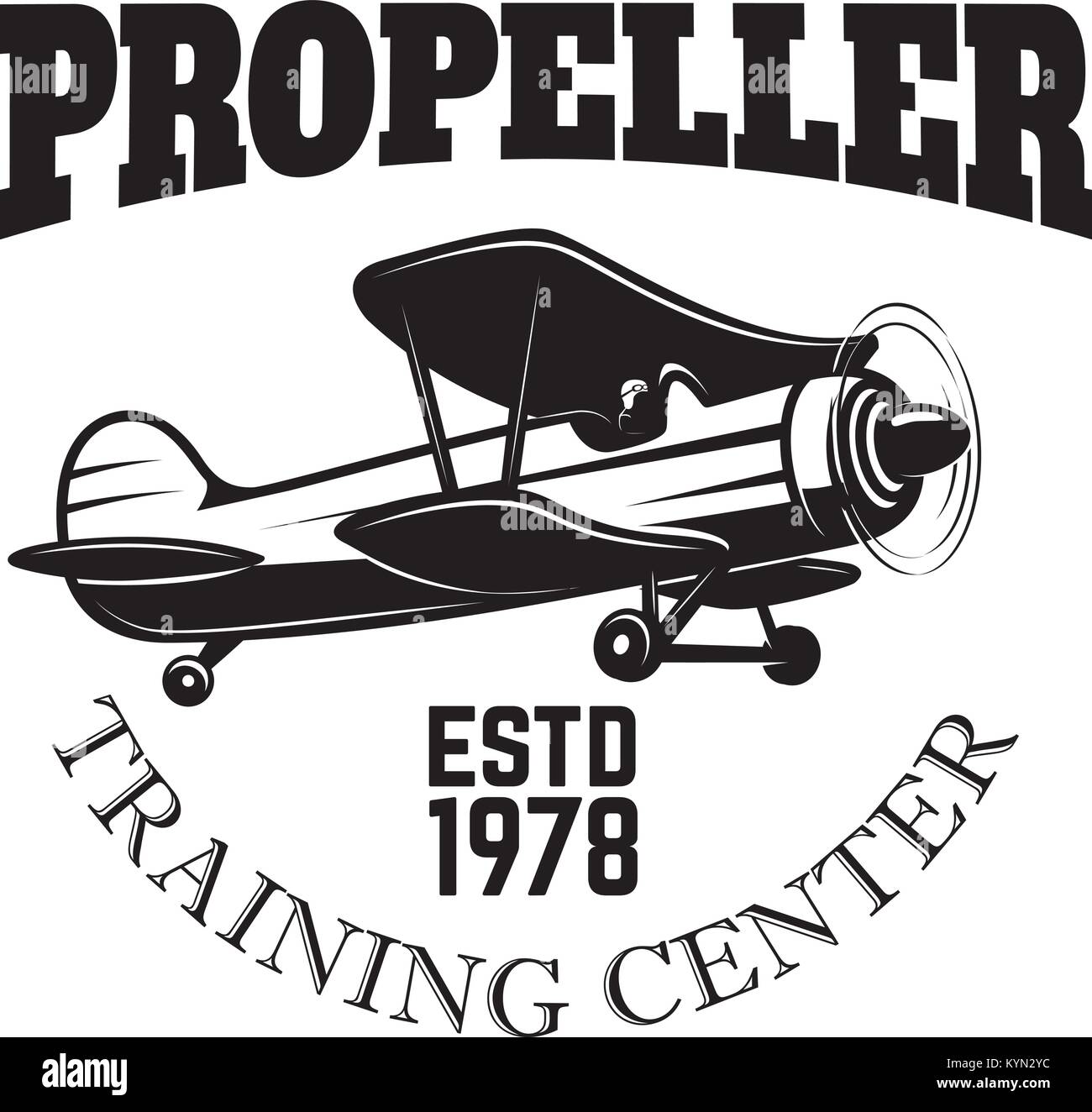 Aviation Training Center emblem Vorlage mit retro Flugzeug. Design ...