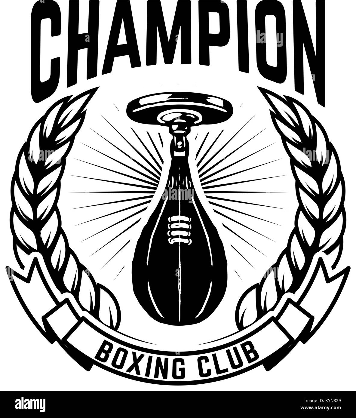 Meister Boxing Club. Emblem Vorlage mit Boxer Boxsack. Design Element ...