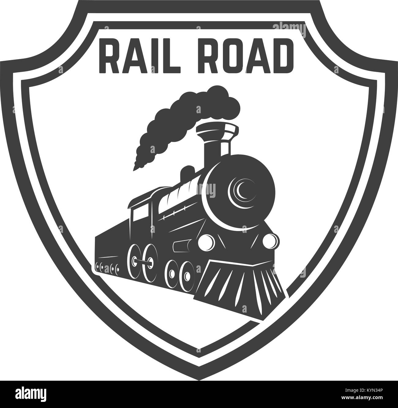 Emblem Vorlage mit retro Zug. Rail Road. Lokomotive. Design Element für Logo, Label, Emblem ...