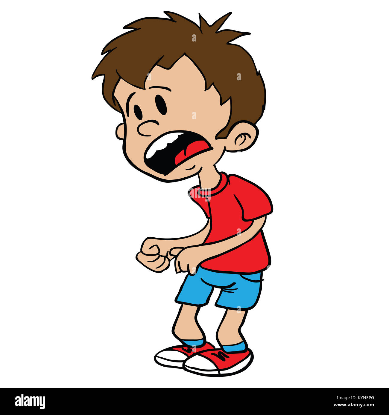 Angst kleiner Junge Cartoon Illustration isoliert onw Weiß ...