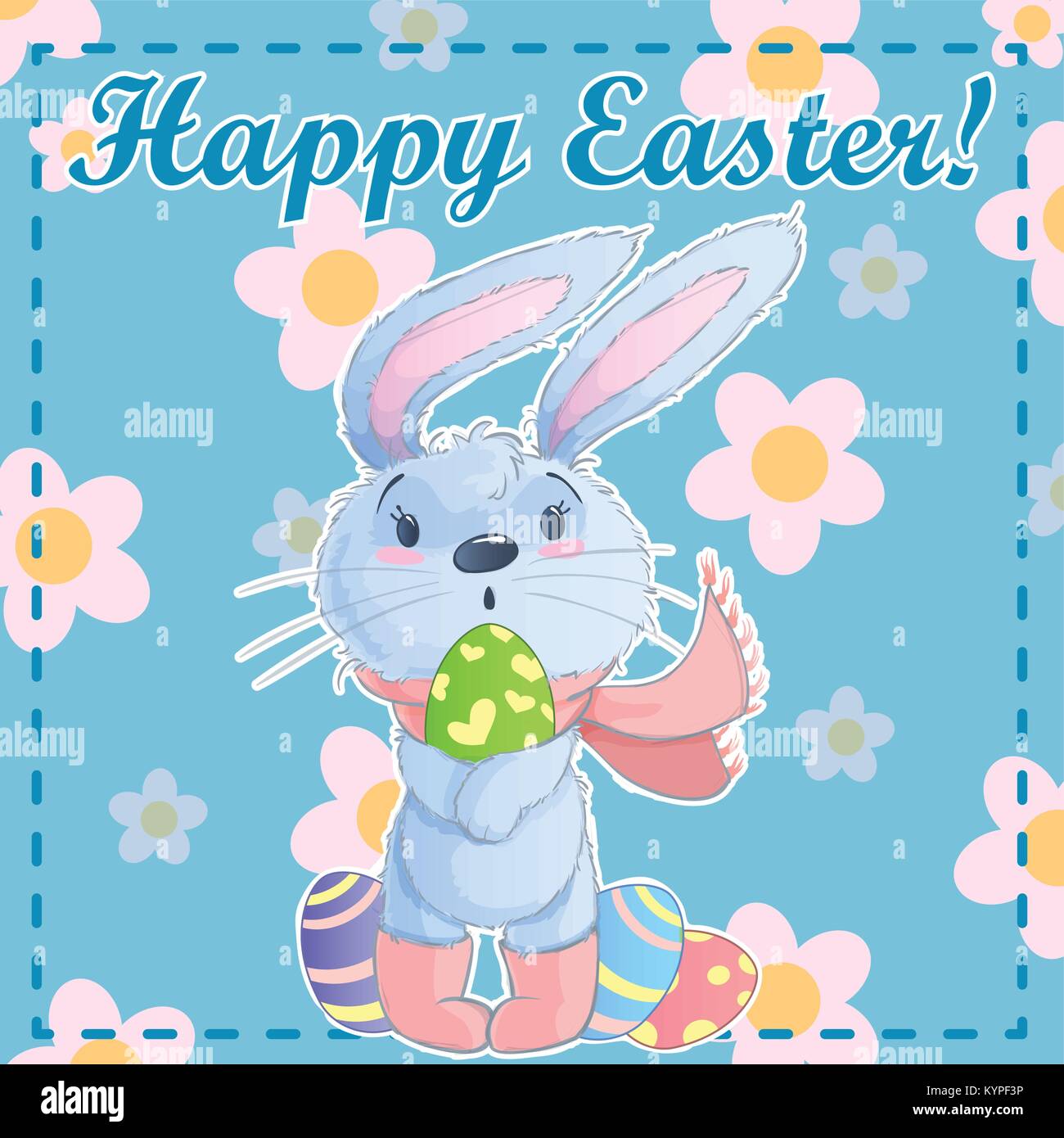 Gruß post Card template Frohe Ostern mit cute Cartoon bunny Holding ...