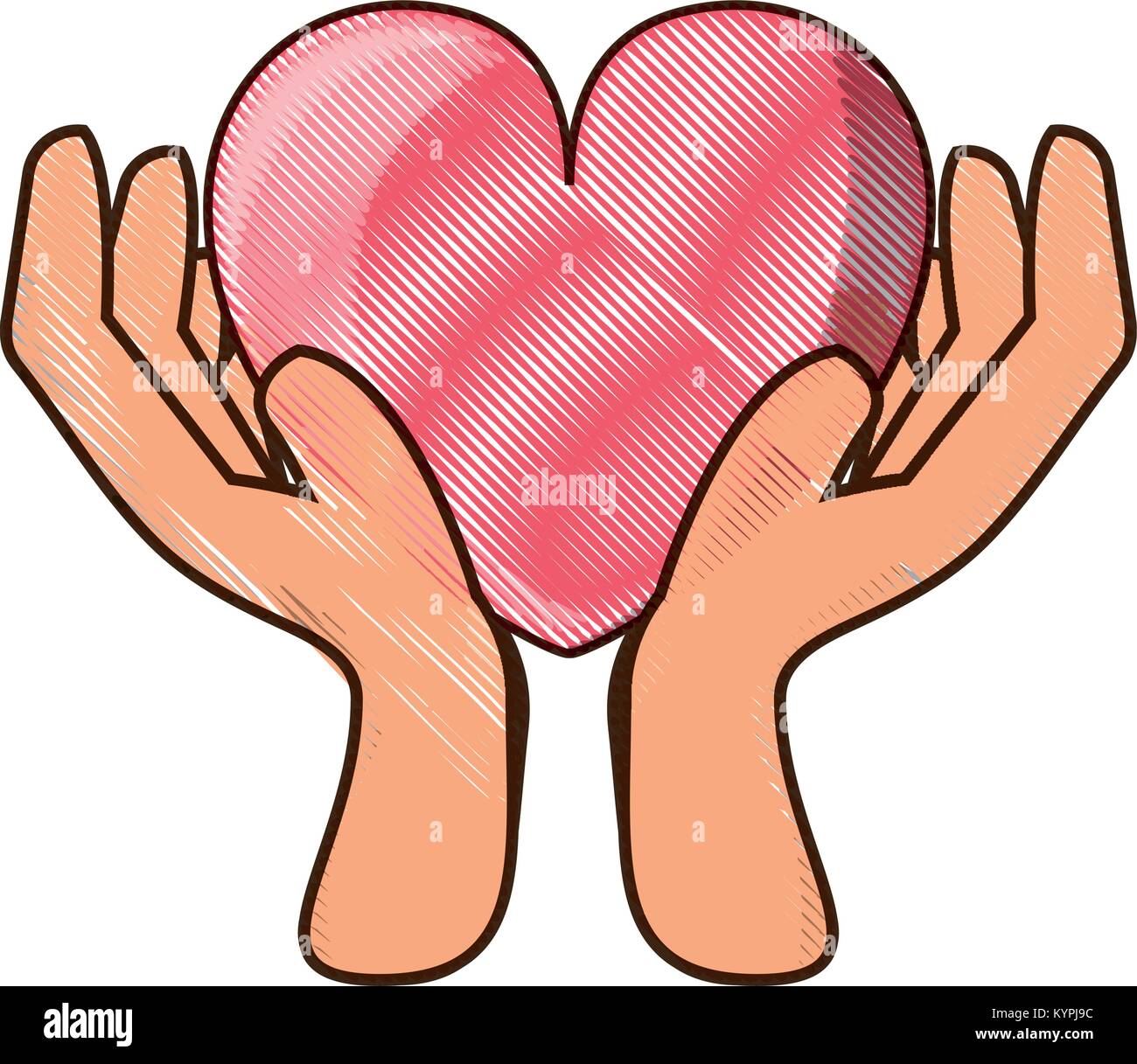 Hände mit Herz-Symbol Stock-Vektorgrafik - Alamy