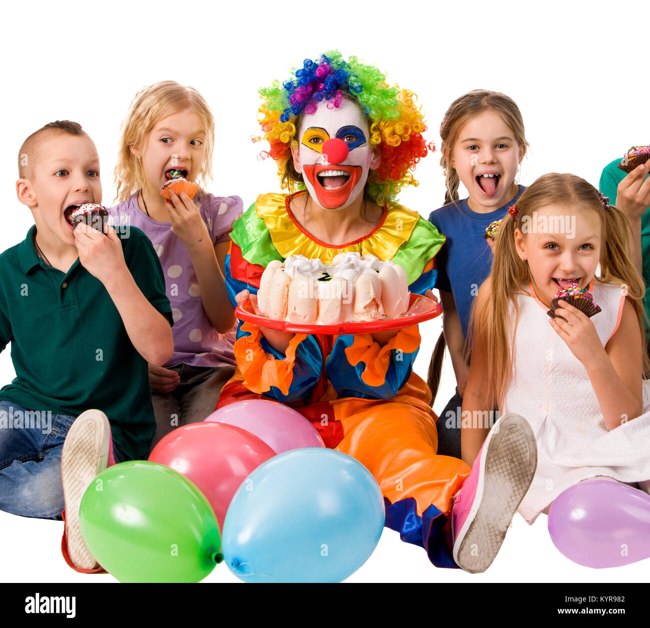 Geburtstag Kind Clown spielen mit Kindern. Kind Urlaub festliche Torten ...