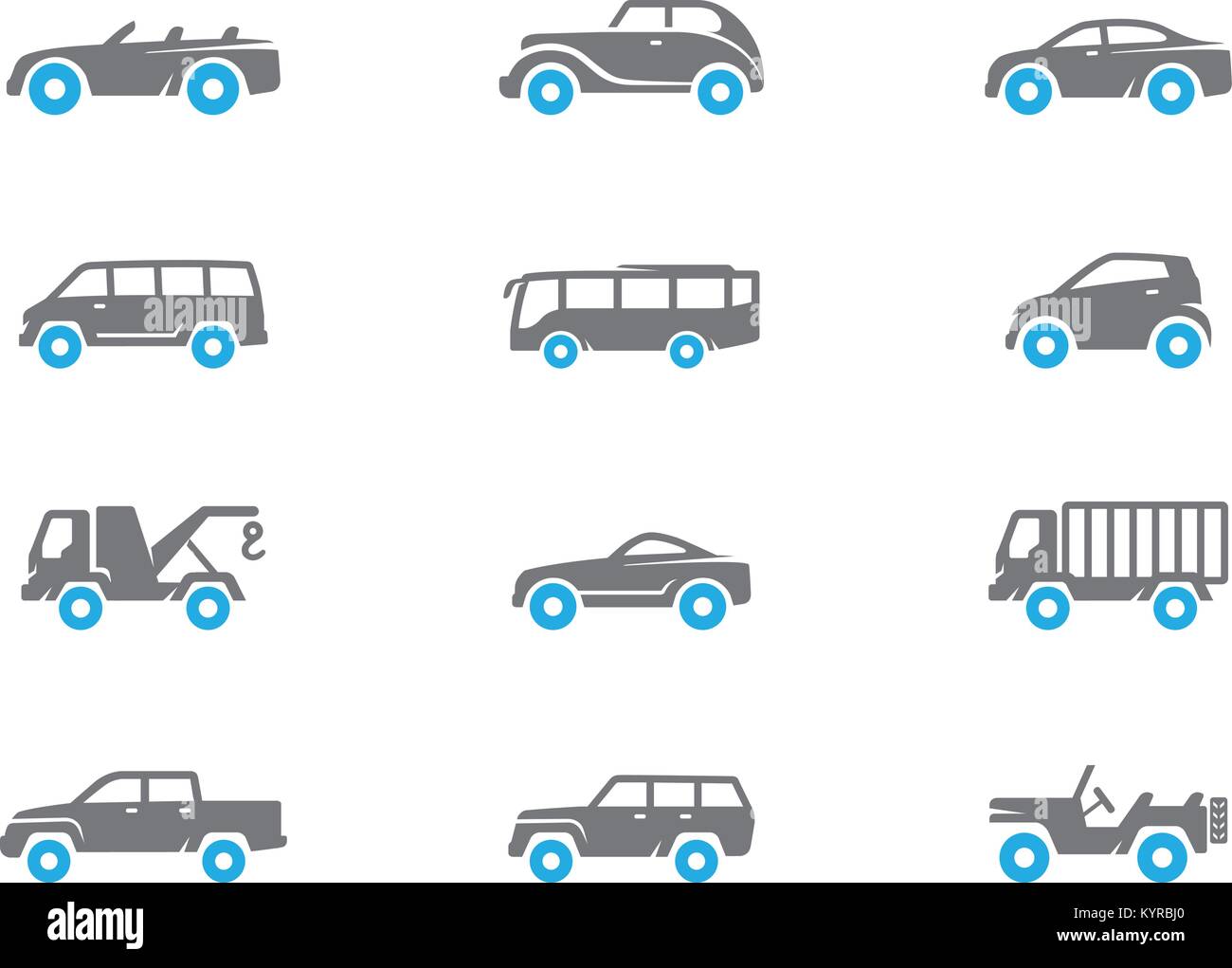 Auto Symbole in Duo Tone Farben. Vector Illustration Stock-Vektorgrafik ...
