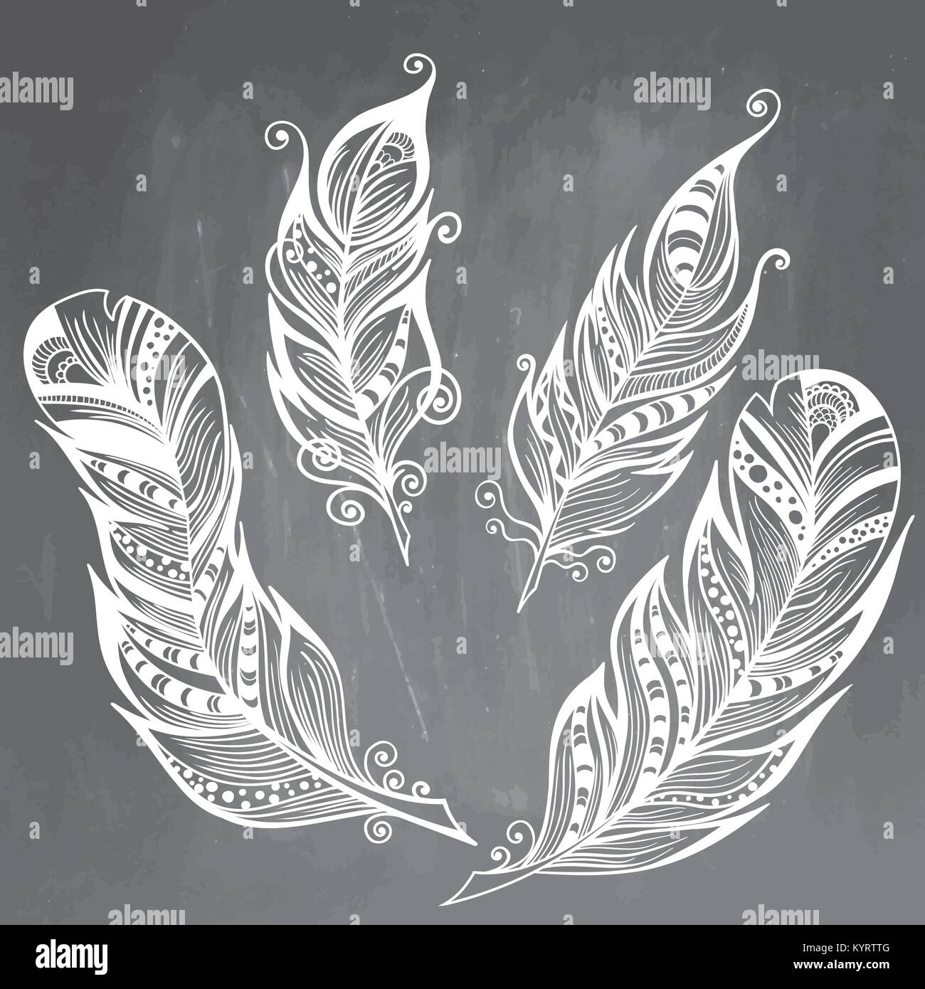 Feder Hand gezeichnet Vector Illustration. Skizze Sammlung. Graviert ...