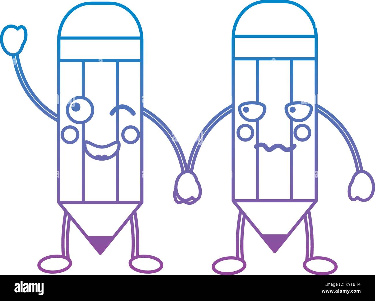 Cartoon Bleistifte kawaii Charakter lustig Stock-Vektorgrafik - Alamy