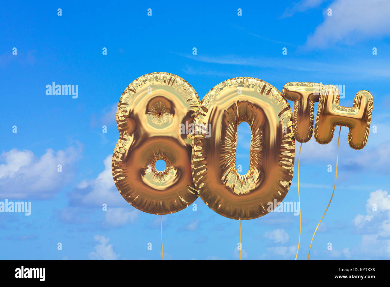 Gold Nummer 80 Folie geburtstag Ballon gegen einen strahlend blauen ...