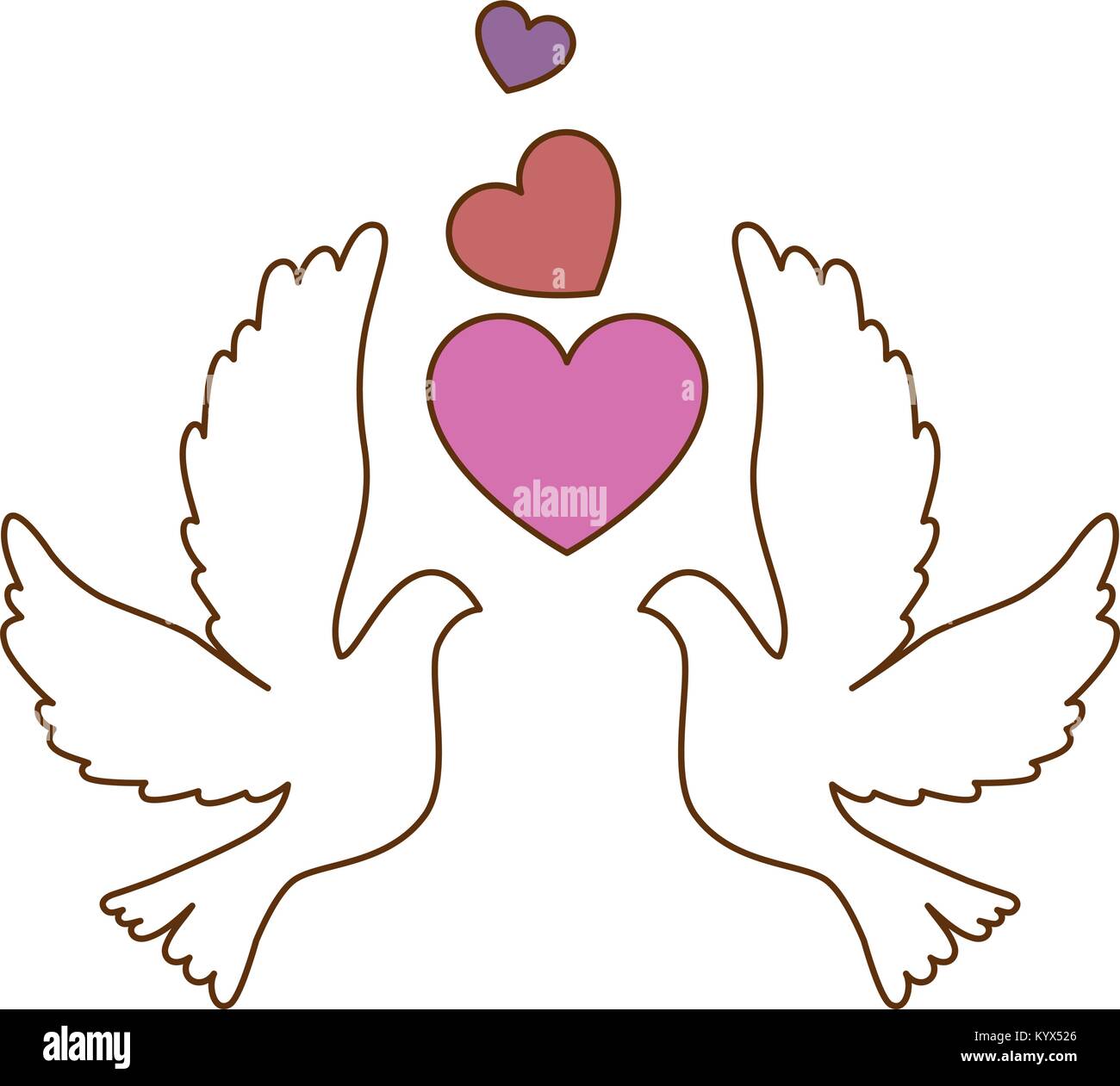 Tauben mit Herz Symbol Vektor illustration Design Stock-Vektorgrafik ...