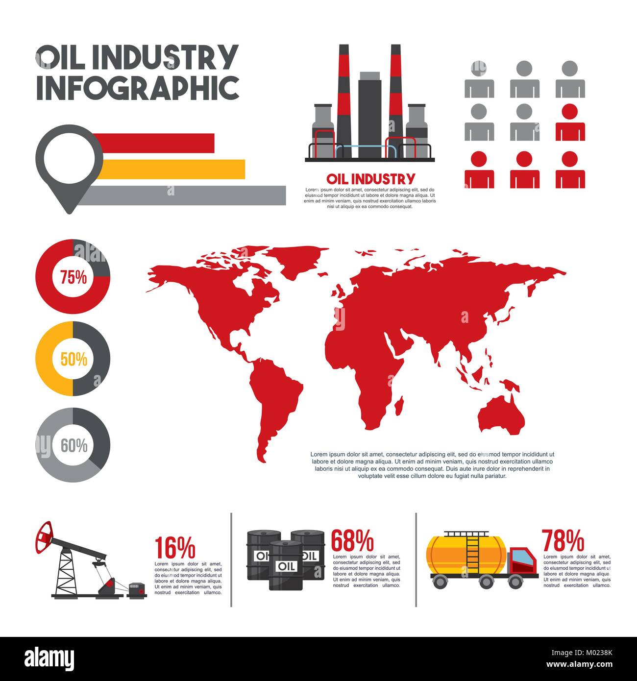 Öl Industrie Infografik Welt Produktion Distribution und Erdöl ...