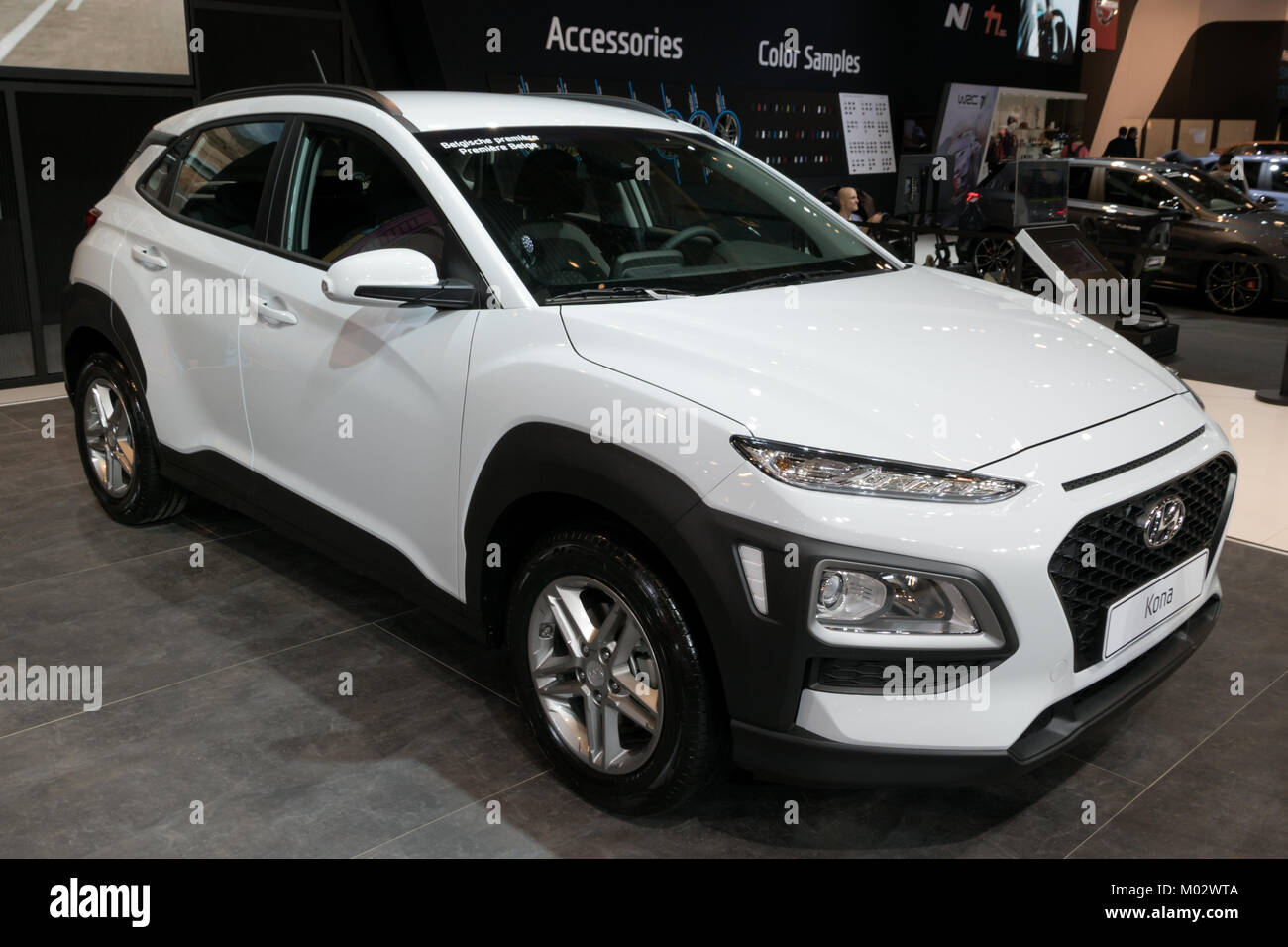 Brüssel - Jan 10, 2018: 2018 Hyundai Kona kleine SUV Auto auf dem ...