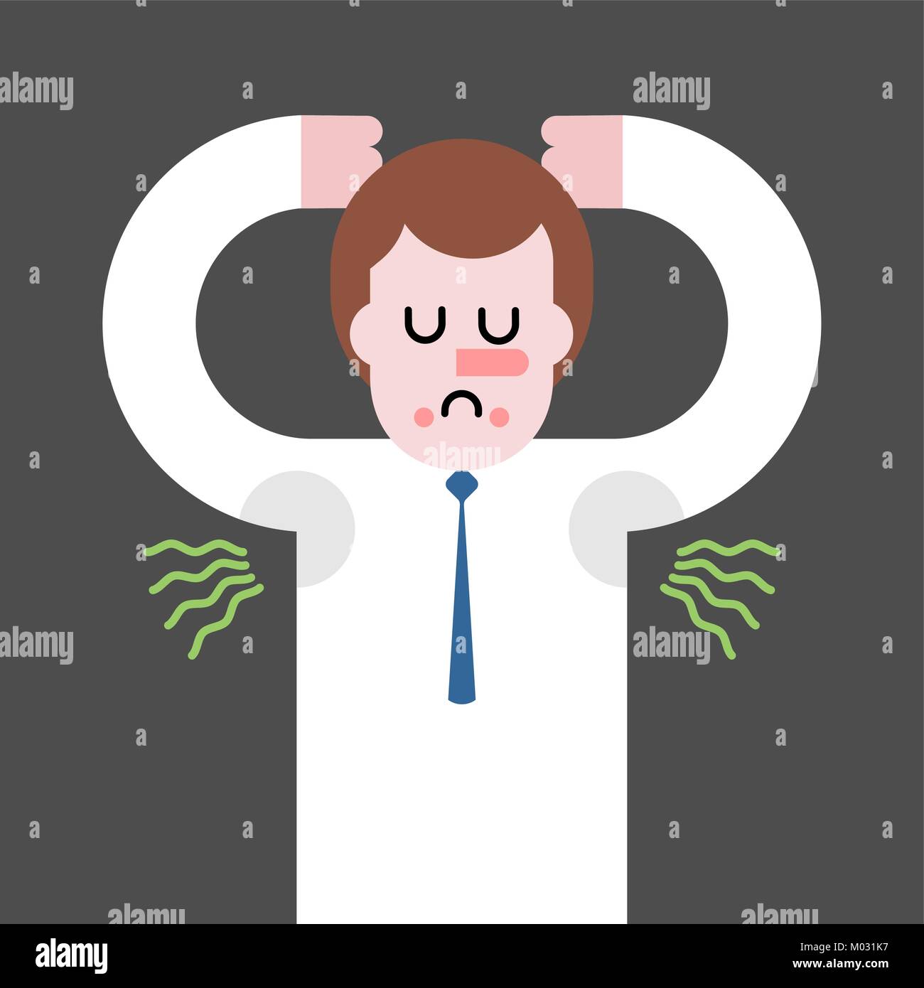 Geruch von Schweiß. Stinkende Achselhöhle. Stinken. Der Mensch in der ...