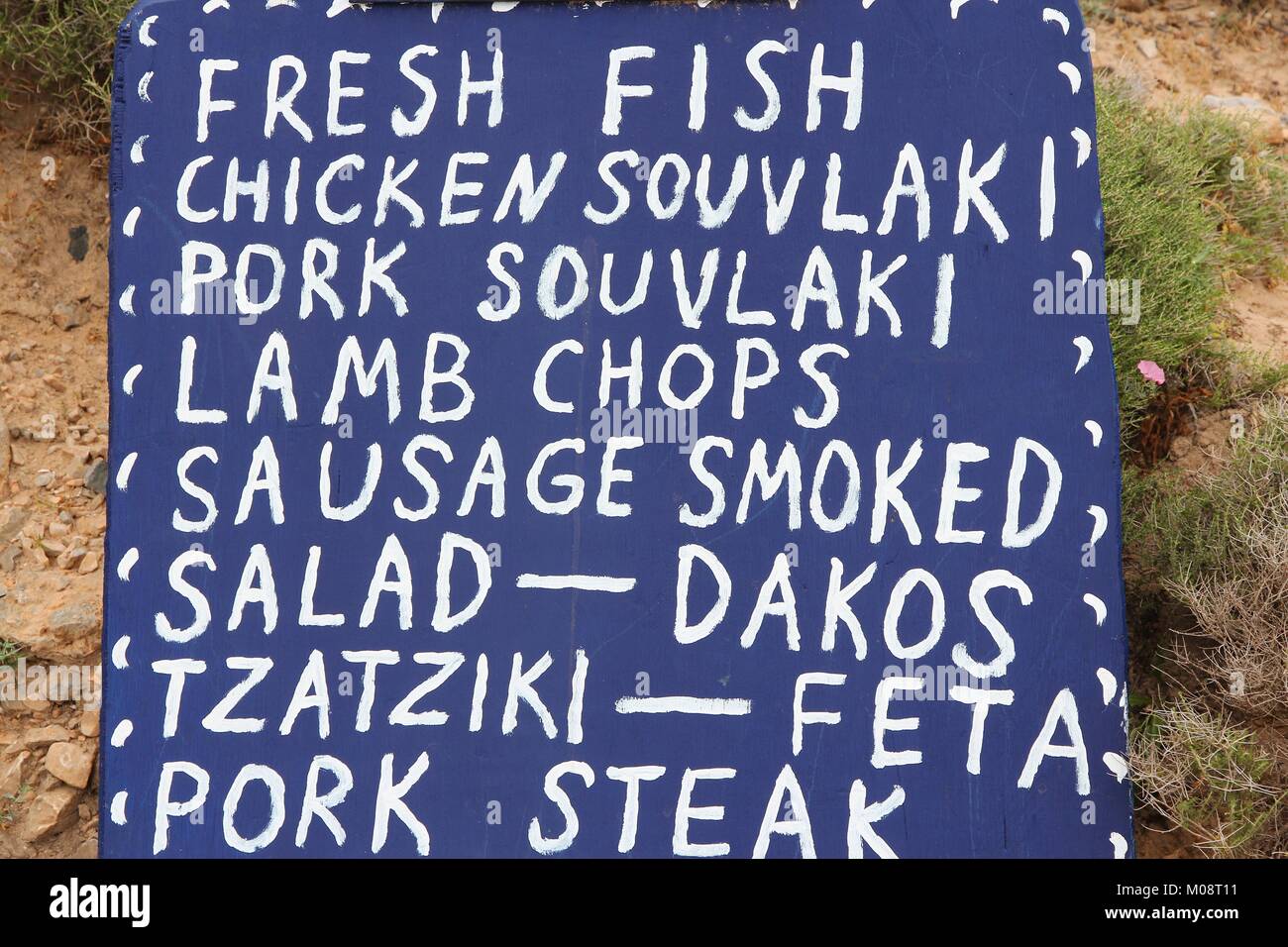 Restaurant Menu Board Crete Greece Stockfotos und -bilder Kaufen - Alamy