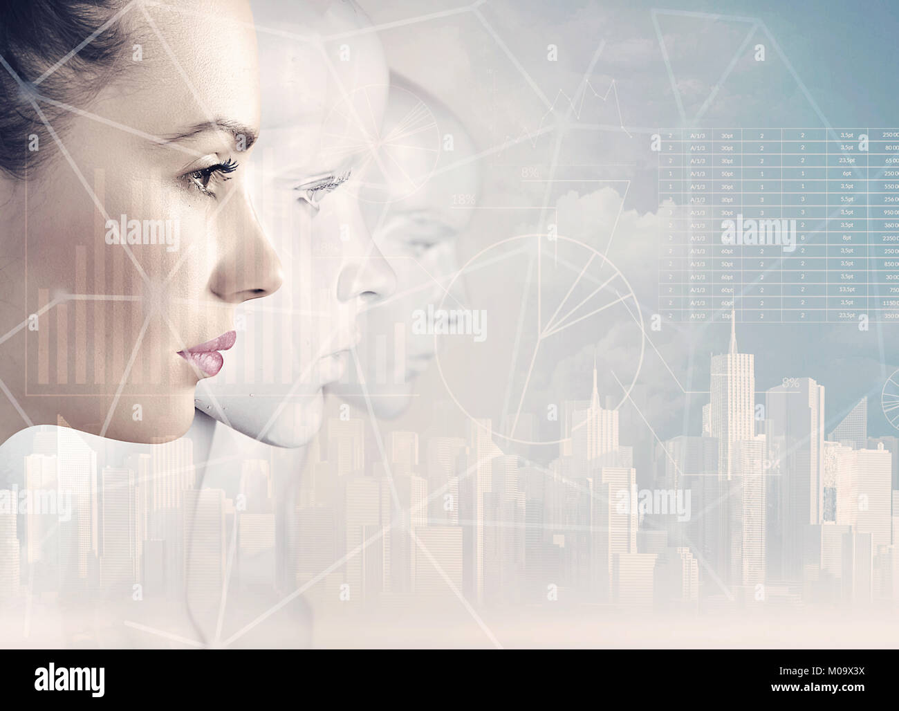Frau und Roboter - künstliche Intelligenz Konzept Stockfotografie - Alamy Frau und Roboter - künstliche Intelligenz Konzept Stockfotografie - Alamy