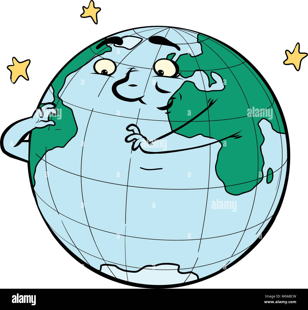 Charakter der Planet Erde denkt. Ökologie und Umwelt. Comic cartoon Pop ...