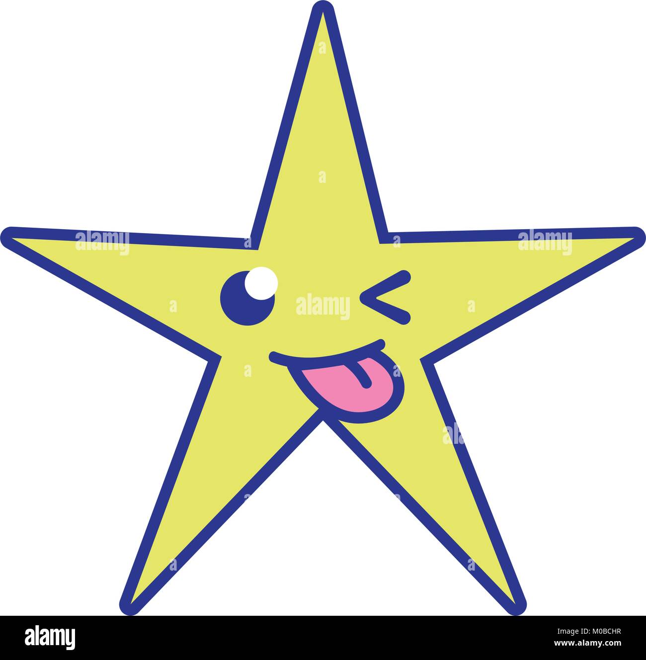 Farbe lustig glänzenden Stern kawaii Cartoon Stock-Vektorgrafik - Alamy