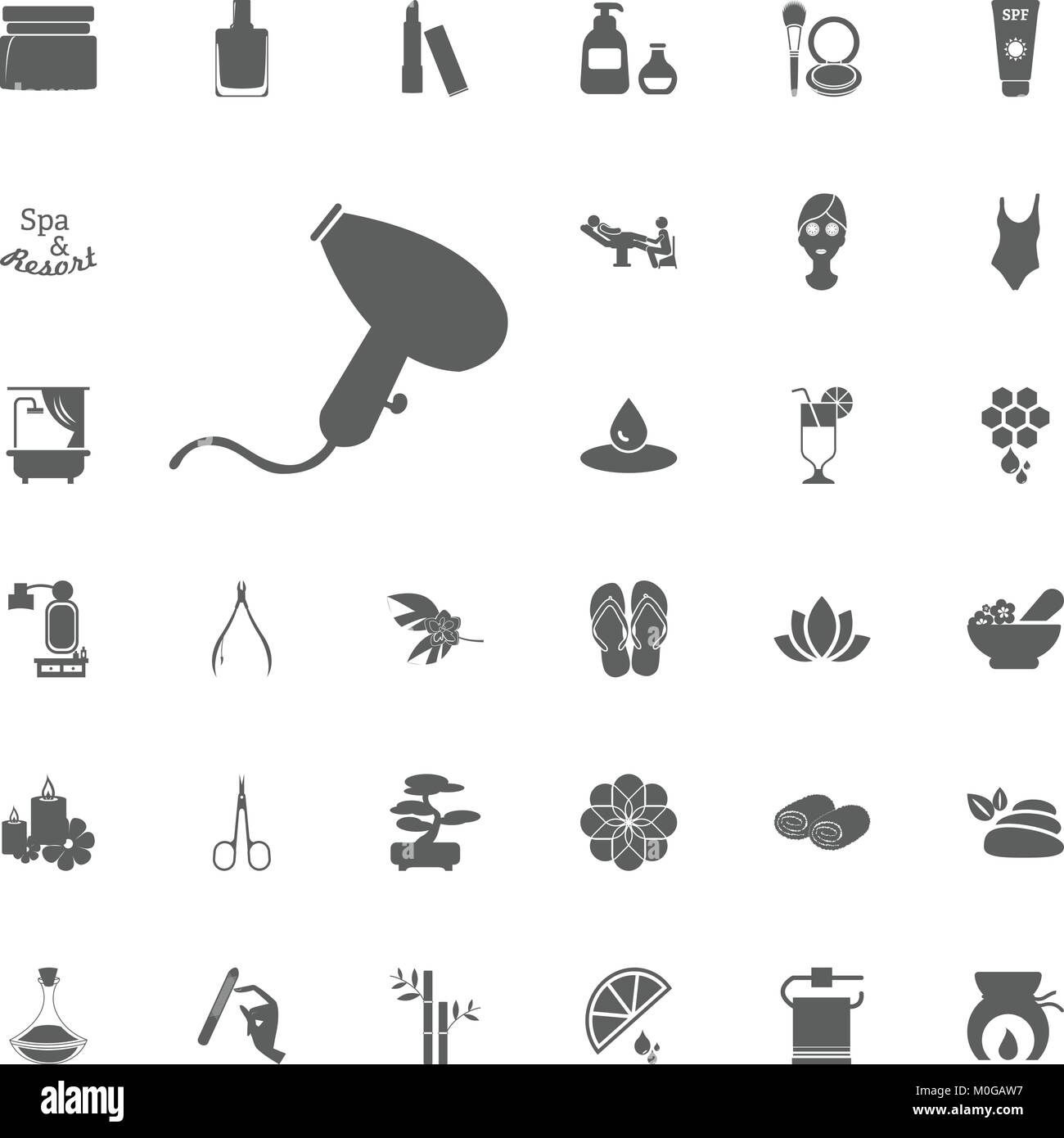 Fen-Symbol. Fön-Symbol. Wellness und Erholung vektor Symbole. Satz von ...