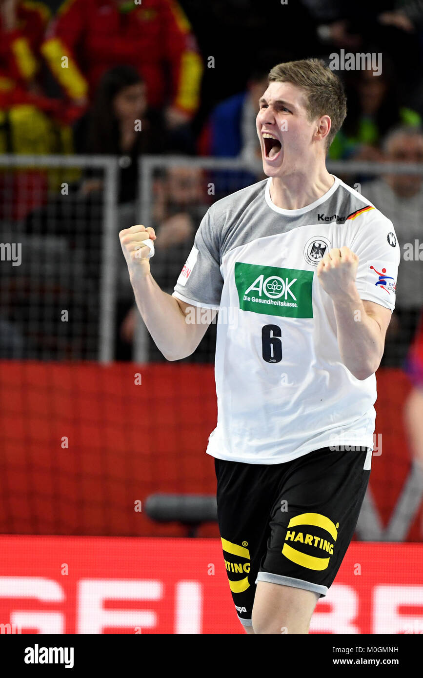 Varazdin, Kroatien. 19 Jan, 2018. In Deutschland Finn Lemke feiert der ...