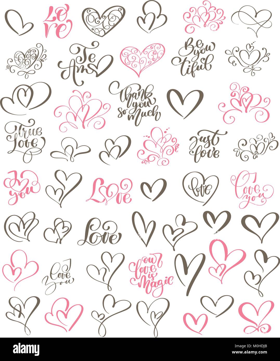 Große handgeschriebene Schrift über die Liebe zum Valentines Tag und ...