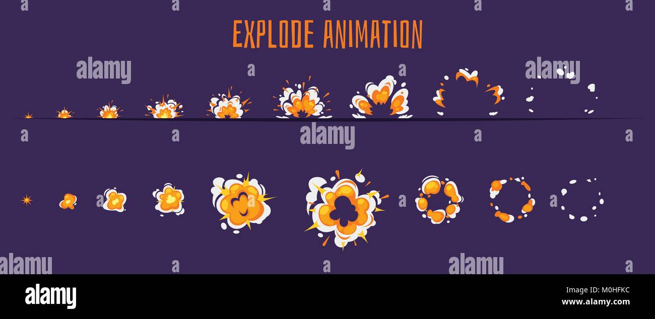 Explodieren Wirkung burst Sprites Stock-Vektorgrafik - Alamy