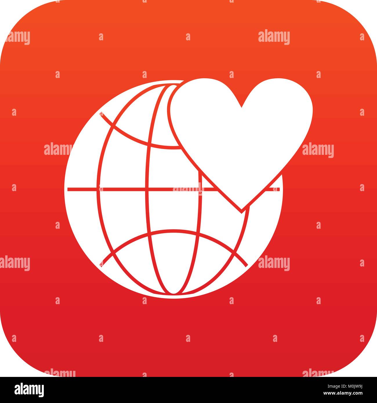 Erde Weltkugel mit Herz Symbol digital Rot Stock-Vektorgrafik - Alamy