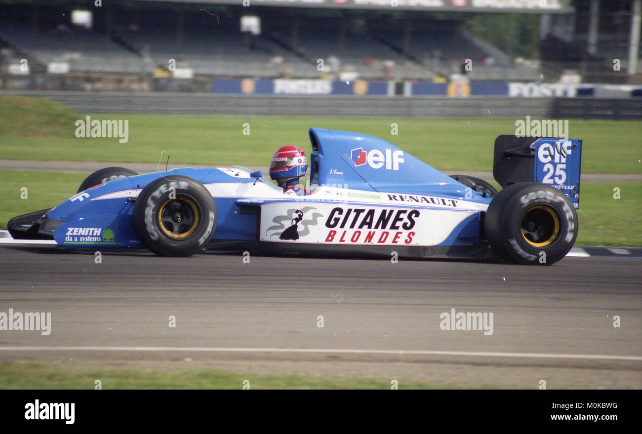 Érik Comas, Ligier JS 37, Formel 1 in Silverstone 1992 Stockfotografie ...