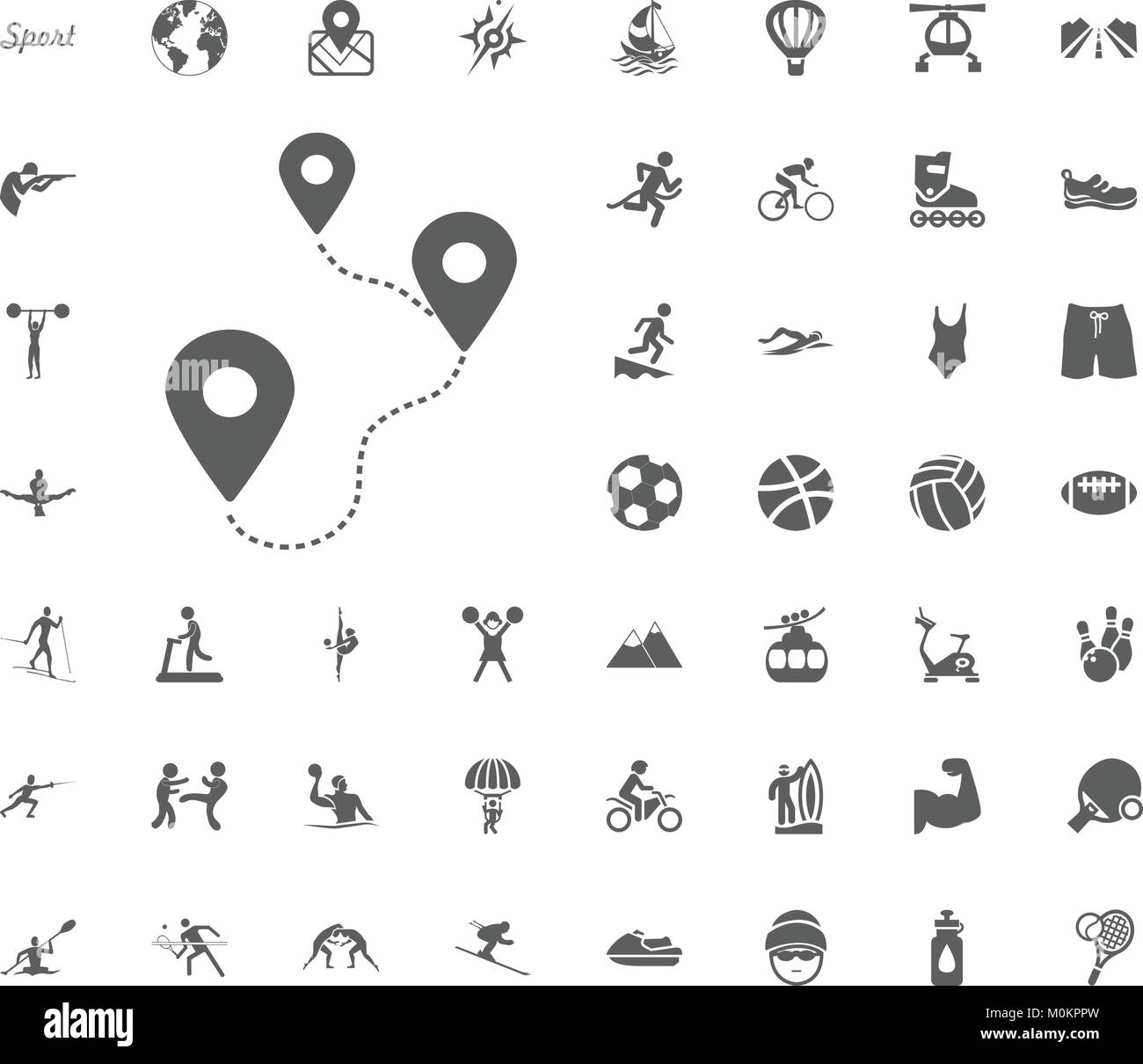 Entfernung Symbol. Sport illustration Vektor Symbole. Satz von 48 sport ...