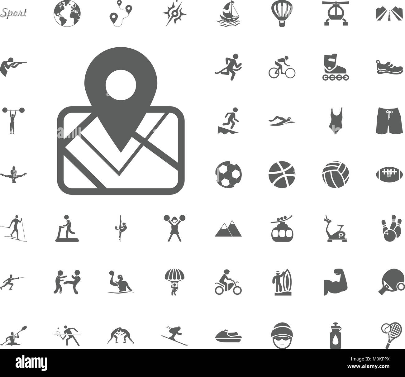 Karte Lage Symbol. Sport illustration Vektor Symbole. Satz von 48 sport ...