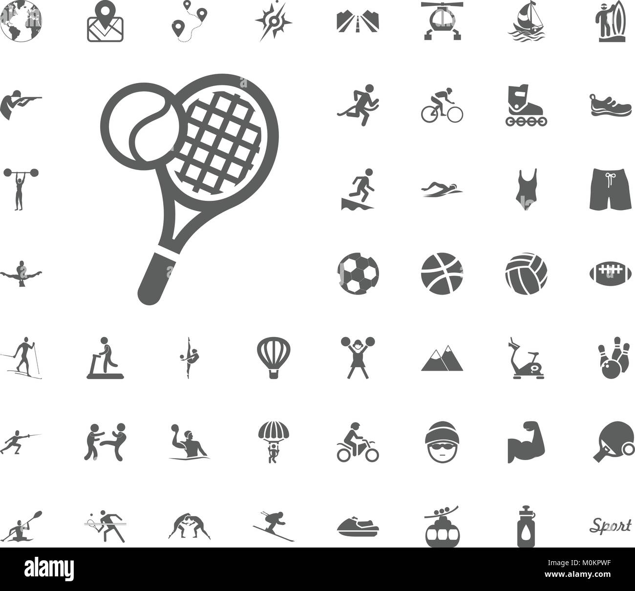 Tennis Symbol. Sport illustration Vektor Symbole. Satz von 48 sport ...