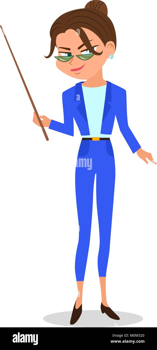 Vektor cartoon Frau Lehrerin mit einem Zeiger Stock-Vektorgrafik - Alamy