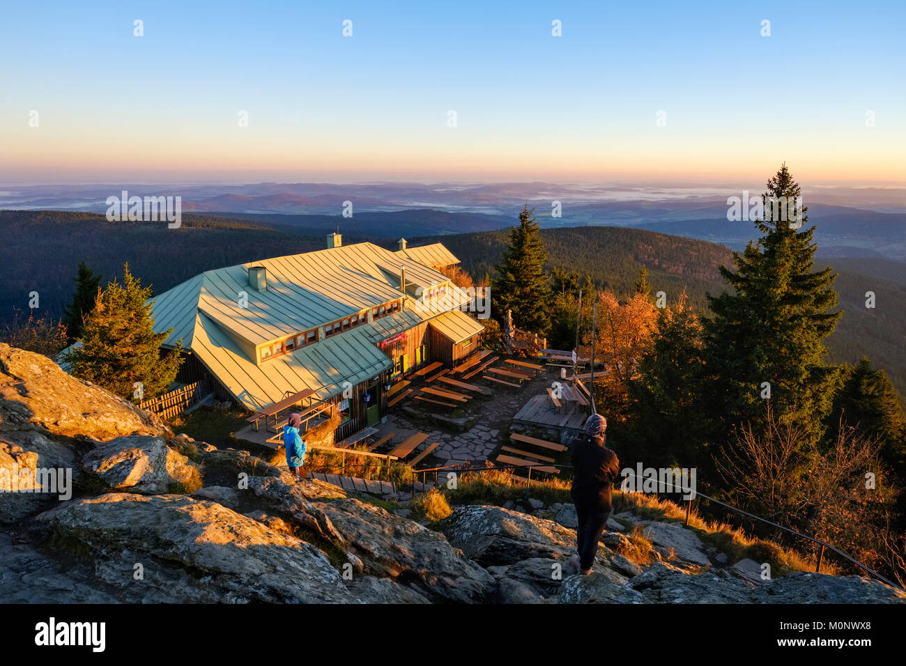 Osserschutzhaus im Sunrise, Großer Osser in der Nähe von Lam, Künisches ...