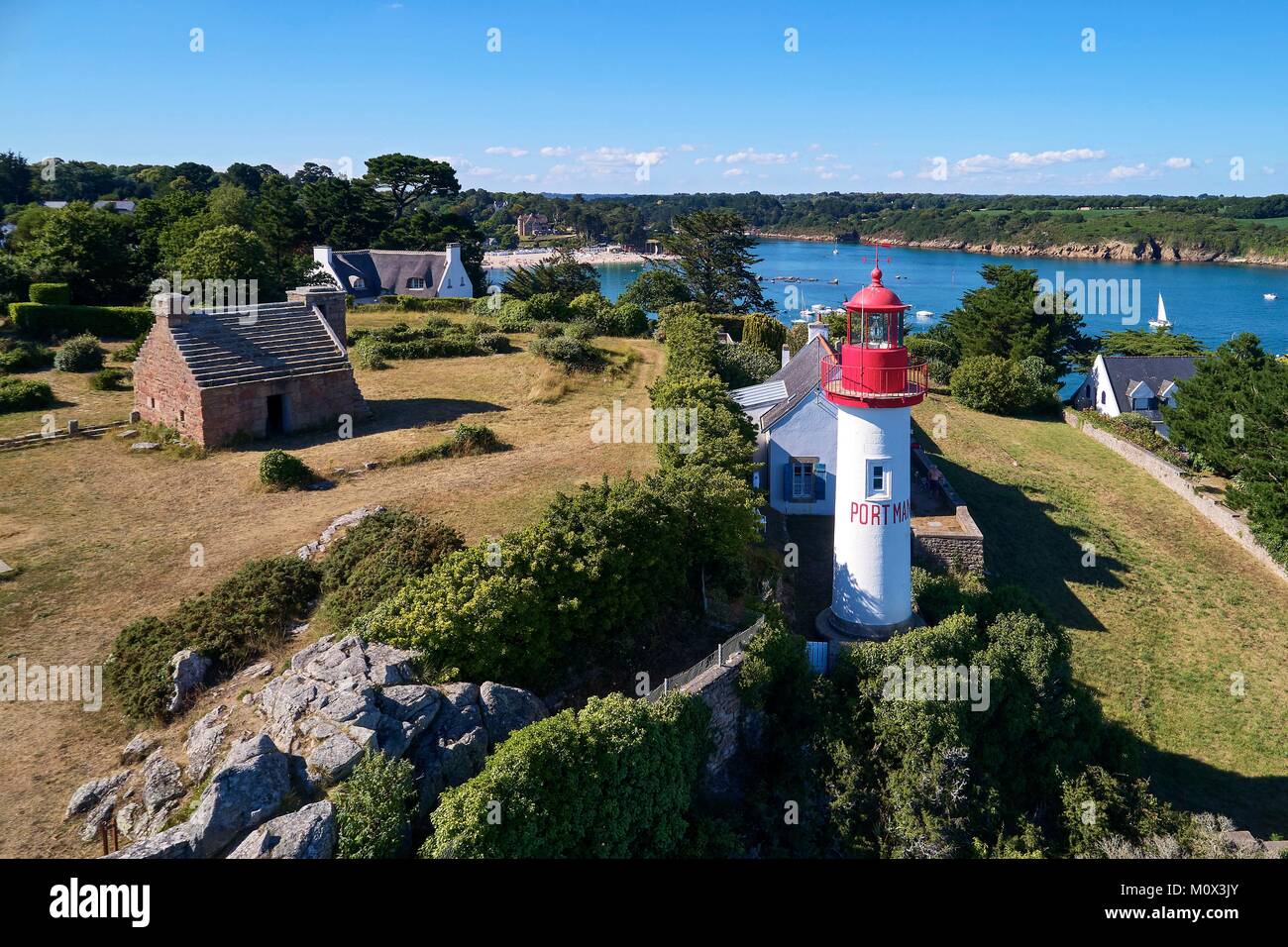 Frankreich, Finistere, Nevez, Port Manech, Aven Fluss, den Leuchtturm ...